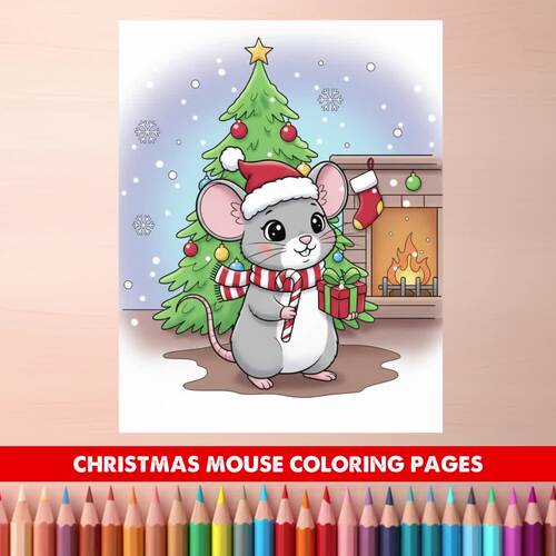 50 Christmas Mouse Coloring Pages - Kids & Adults Christmas Activity
