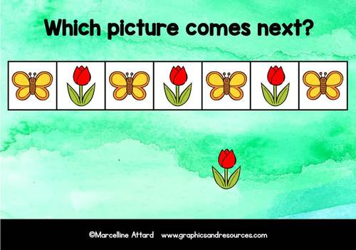 SPRING BOOM CARD MATH CENTER PATTERNING JUNE ACTIVITY KINDERGARTEN ...