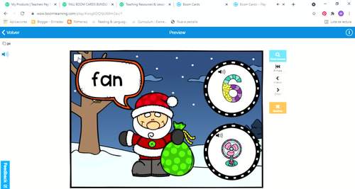 BOOM CARDS CHRISTMAS: Reading CVC Words short vowels | Distance Learning