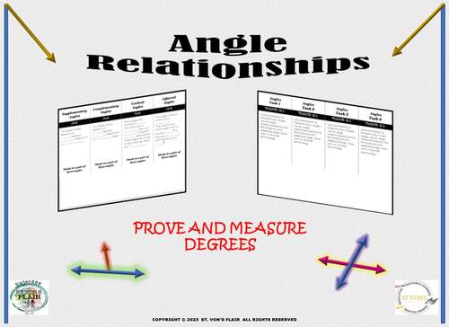 Angle Relationships Tasks by SisterBBB | TPT