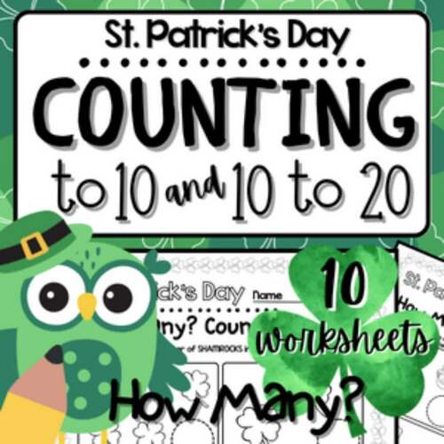 ST. PATRICK'S DAY Kindergarten Activities | MATH Counting to Ten / 10 to 20