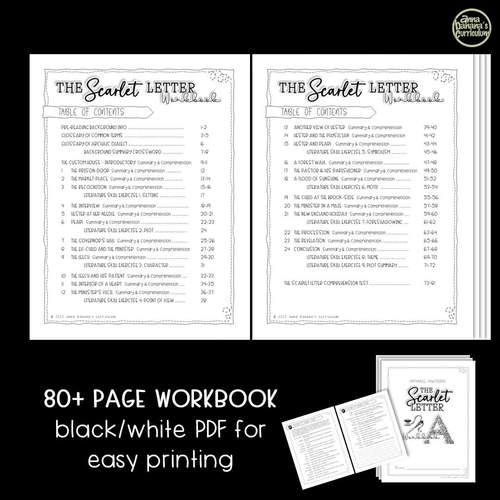 THE SCARLET LETTER WORKBOOK: Digital and Print Novel Study | TPT