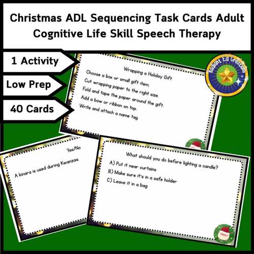 Christmas ADL Sequencing Task Cards Adult Cognitive Life Skill Speech ...