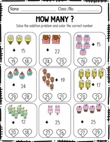 Kindergarten Dessert Counting to 30 | Skip Counting | Addition or ...