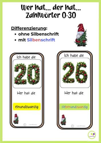 German: Numbers 0-30 Game | Christmas | Who has it? Weihnachten by ...