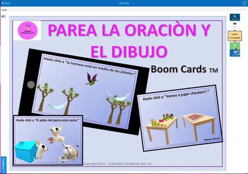 MATCHING SENTENCE TO PICTURE IN SPANISH! - Boom™ Cards | TPT