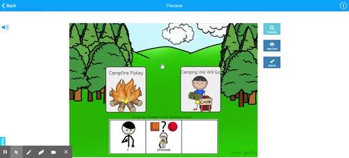Camping Boom Card Deck for Early Language Sentence Expansion Verbs Vocab