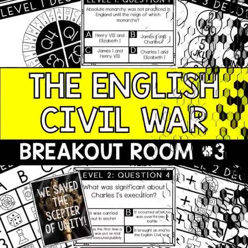 English Civil War Reading Comprehension Activity - Breakout Escape Room
