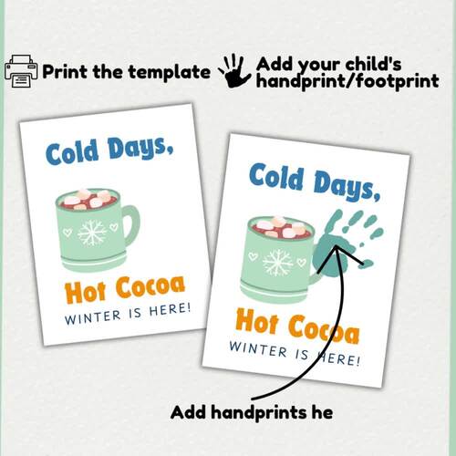 Winter Handprint Craft Template | Hot Chocolate Handprint | Winter ...