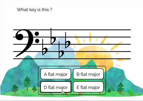 Key Signature Boom Cards: Major Keys - Up to 4 Flats by Rainbow Forecast