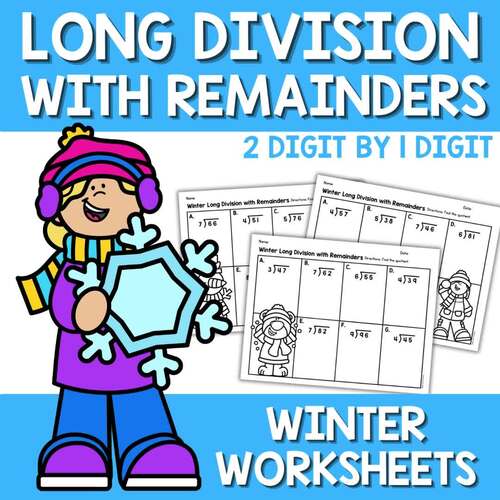 Winter Long Division with Remainders 2 Digit divided by 1 Digit | 4th ...