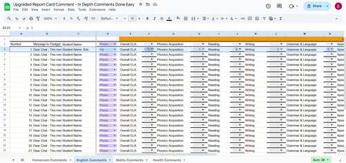 Report Card Comments Report Card Template Report Card Comment Generator ...