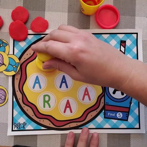 Pizza Playdough Letter Stamping Mats by Practically Pre-K | TPT