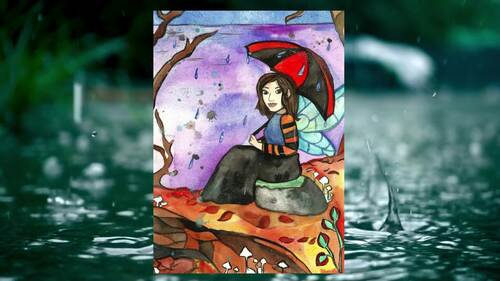 Fairy Under Umbrella Wall Art Crafting, Card Making 3 Sizes + Bookmark