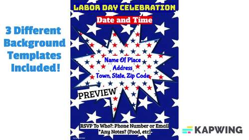 Labor Day Party Invitations THREE templates EDIT ON GOOGLE SLIDES