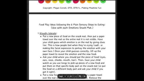 Emotions Snack Mats, Printable Placemats for Picky Eaters with Food ...