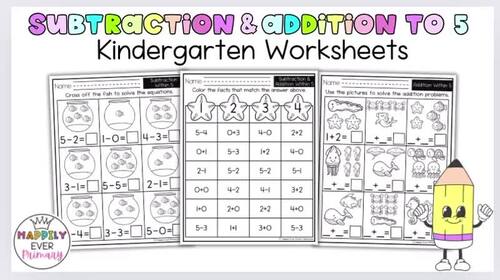 Addition and Subtraction to 5 Worksheets | Kindergarten Math Practice ...