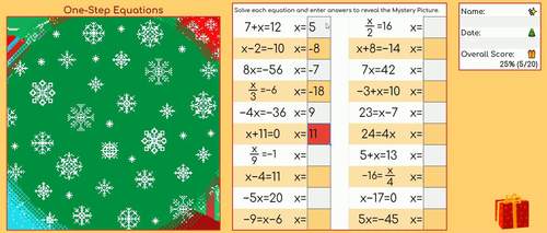 Solving Equations Christmas Mystery Picture Pixel Art Bundle by Math is ...