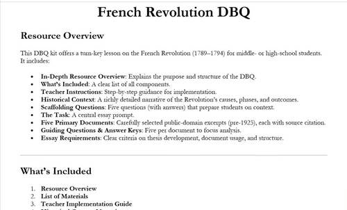 French Revolution DBQ by PBL History & Civics | TPT