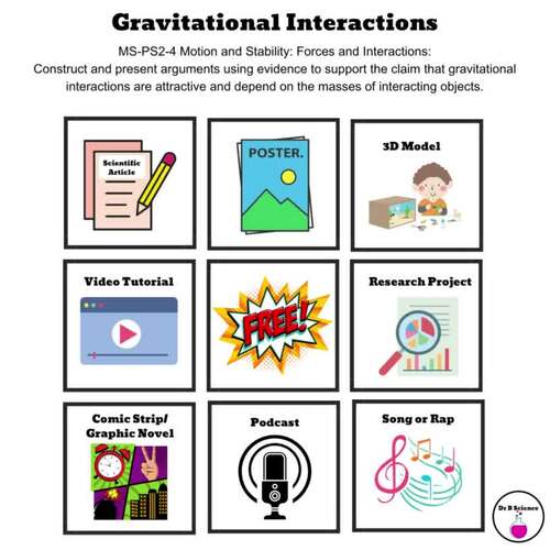 MS-PS2-4 Choice Board: Gravitational Interactions by DrBScience | TPT