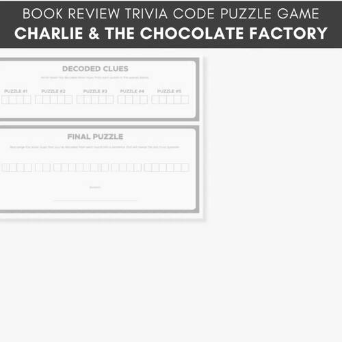 Charlie and The Chocolate Factory Trivia Puzzle Escape Room Novel Study ...