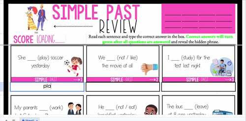Past Simple Game Interactive ESL Game Review using Google Sheets™