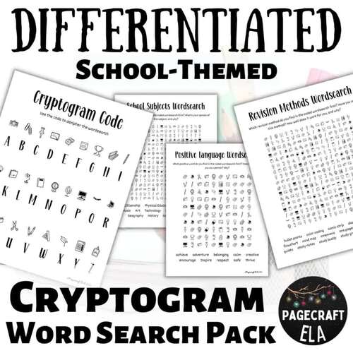 School Codebreaker Word Search Pack | Differentiated | Cryptogram Challenge