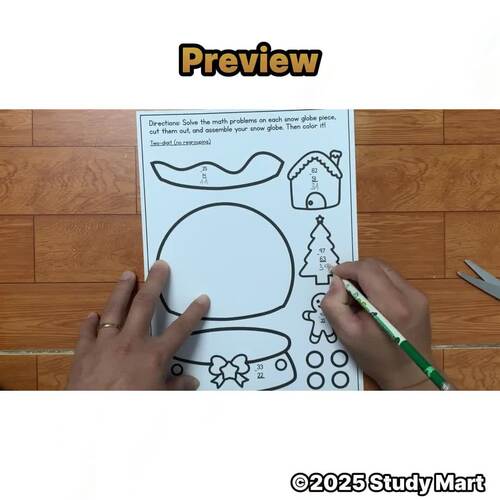 Snow Globe Subtraction Craft | Christmas Math Winter Activity by Study Mart