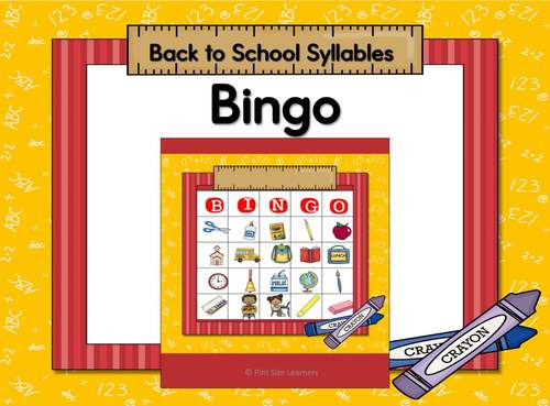 Back to School Themed Bingo | Syllables | 30 Cards by Pint Size Learners