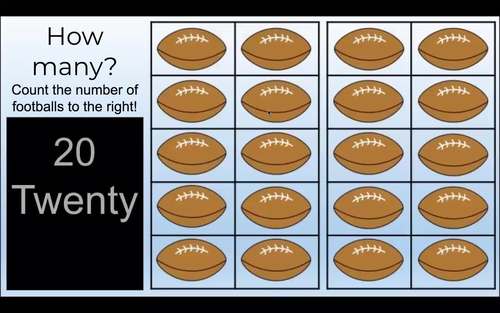 Number Recognition 1-20 Digital Flash Cards - Football Themed | TpT