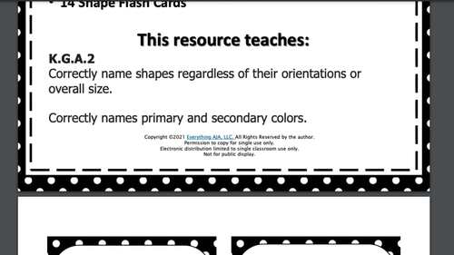 Preschool Flashcards: Kindergarten Color & Shape Flashcards by ...