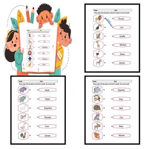 Vocabulary Matching Game Colorful Images for Kindergaeten by Banyan Tree