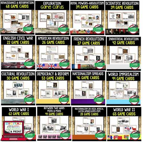 World History Game Cards BUNDLE (PART 2 Renaissance to Modern Times ...