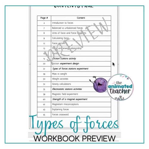 Types of forces and simple machines workbook and activities | TPT