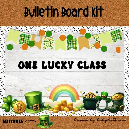 St patricks day classroom door | March bulletin board kit by BABYDELL ART