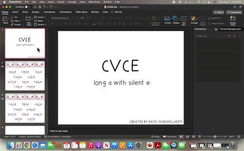 Backwards Blending CVCE - Aa Power Point by Ms Scheckelhoff | TPT