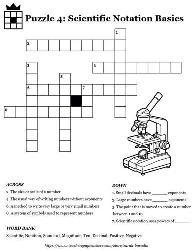 8th Grade Math Real Numbers Scientific Notation Crossword Puzzle With ...