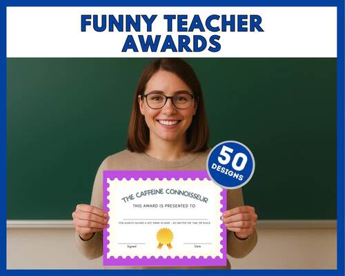 Funny Teacher Awards, End of Year Staff Certificates, 50 Printable Awards