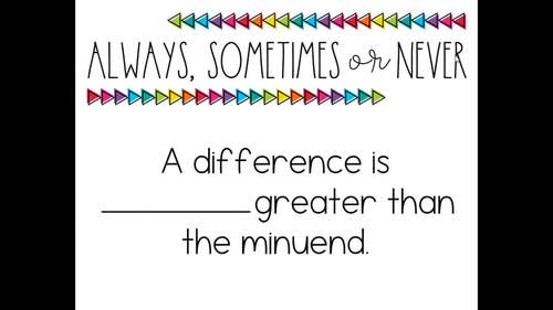 Always, Sometimes, Never Math Routine for Critical Thinking | TPT