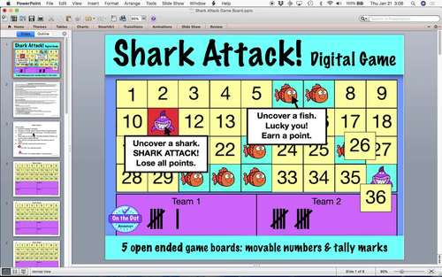 Shark Attack! Open Ended Digital Game Board for PowerPoint or Google