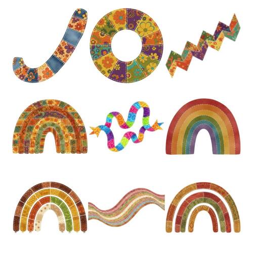 70s Retro Rainbow Lines Clipart Set – 24 Transparent PNGs, | TPT