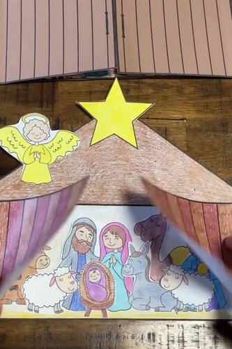 Christmas Nativity Cut and Paste Scene, Sunday School Homeschool ...