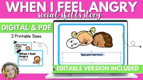 Social Skills Story When I Am Frustrated and Angry | Coping Skills EDITABLE