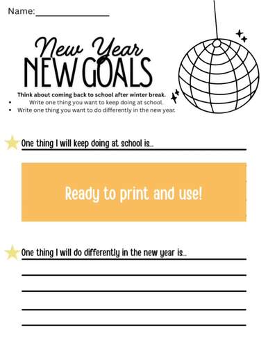 First Day Back From Winter Break- New Years 2026- Writing Activities