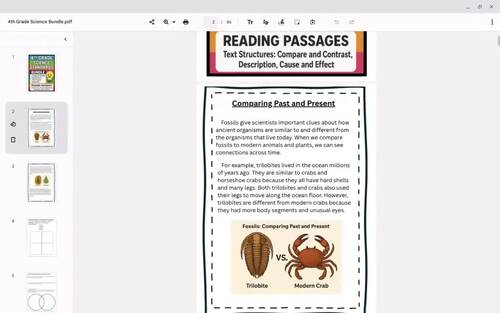 4th Grade Science Comprehension Passages Bundle | Text Structures ...