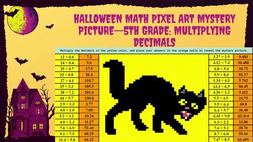 Halloween: Pixel Art Mystery Pic-5th Grade Math-Multiplying Decimals