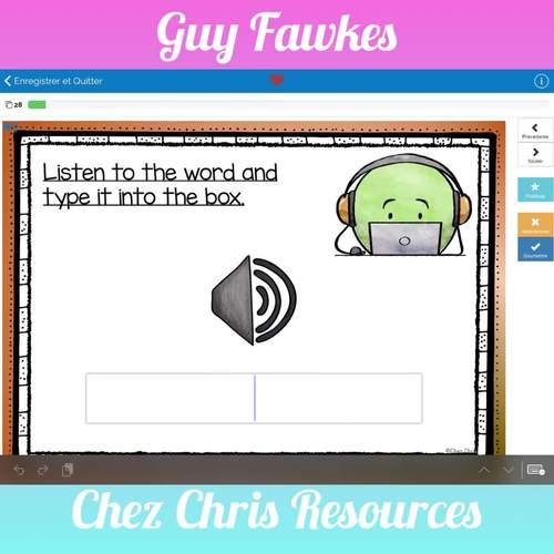 Guy Fawkes Vocabulary with Boom™ Cards : Listen and write - Deck 5