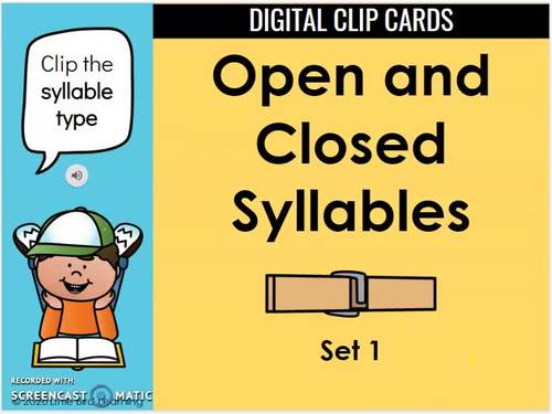 Open and Closed Syllables - Digital Clip Cards | Distance Learning