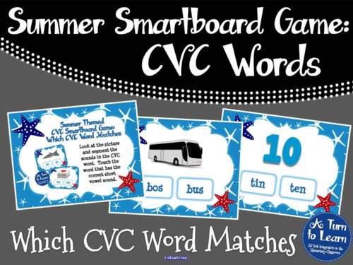 Summer Smartboard Game: Which CVC Word Matches (Smartboard/Promethean ...