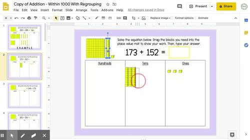 Add Within 1,000 With Regrouping on Google Slides | Distance Learning